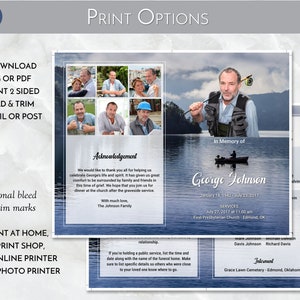 Blue Lake Fishing Funeral Program Template, Celebration of Life ...