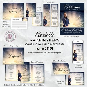 Sunburst Dove Printable Funeral Bookmark Template, Editable Memorial ...