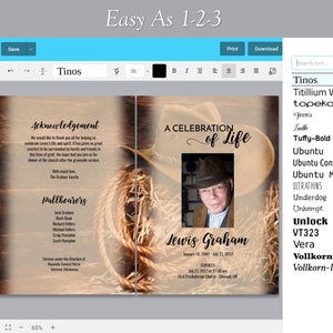 Cowboy Hat & Rope Funeral Program Template, Obituary/order of Service ...