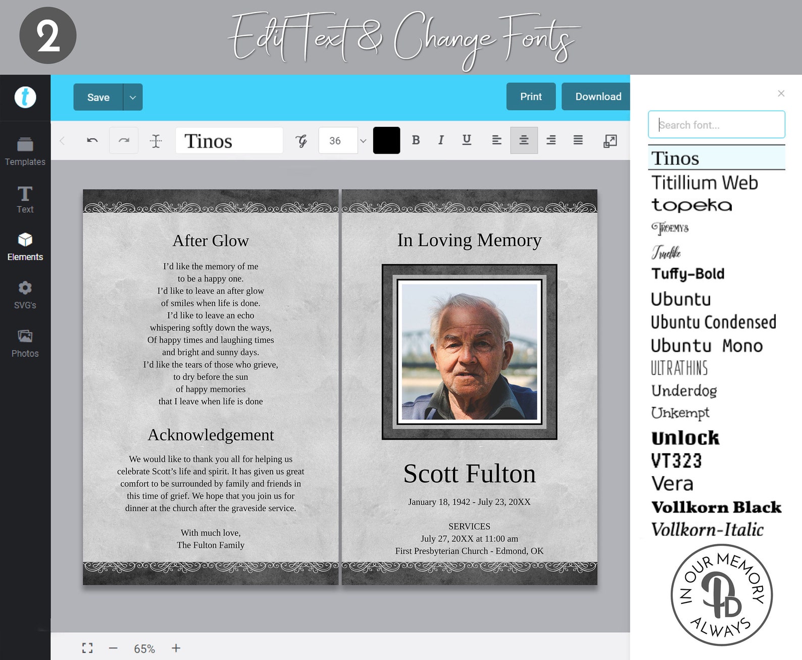 Classic Elegant Gray Funeral Program Template Obituary - Etsy