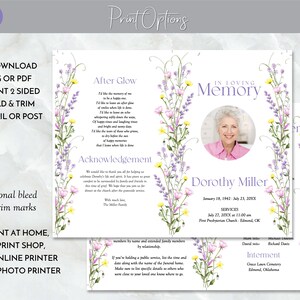 Spring Wildflowers Funeral Program, Obituary Template, Celebration of ...