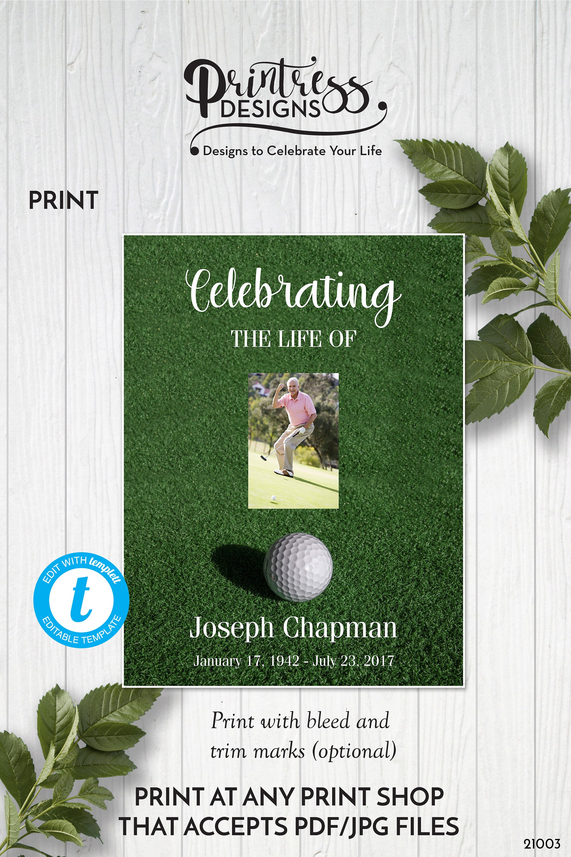 Golfer's Funeral Welcome Sign, Celebrating the Life of Sign, Printable ...