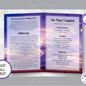 Desert Sunrise Funeral Program, Obituary Template, Celebration of Life ...
