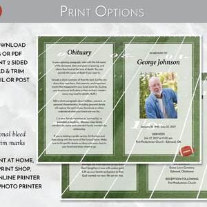 Football Funeral Program Template, Celebration of Life Memorial Service ...