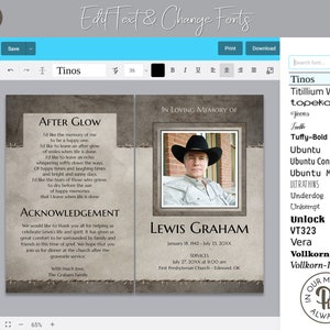 Rustic Brown Funeral Program Template, Obituary Template, Celebration ...