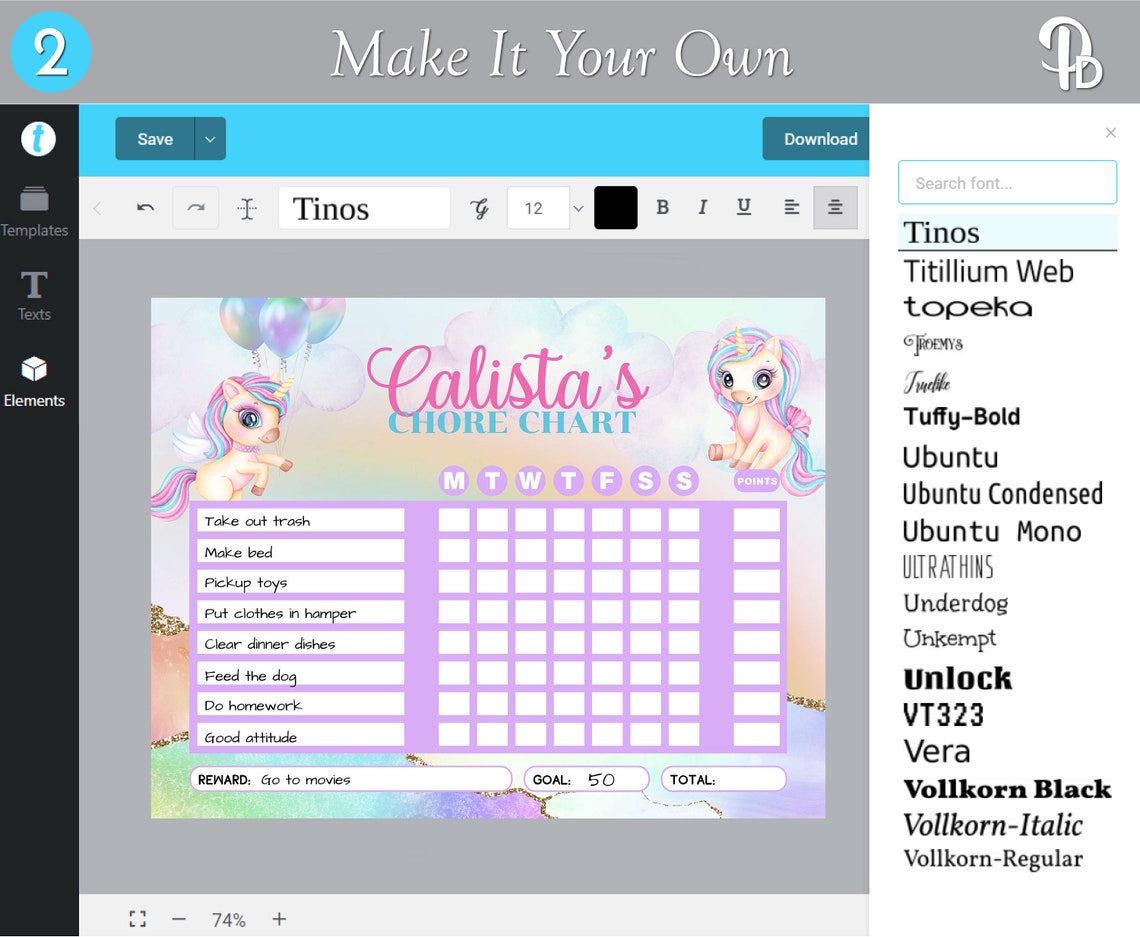 Pastel Unicorn Rainbow Children's Chore Chart Editable - Etsy