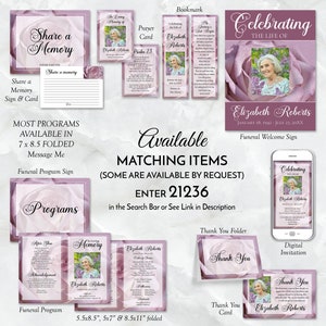 Mauve Rose Funeral Program, Obituary Template, Celebration of Life ...