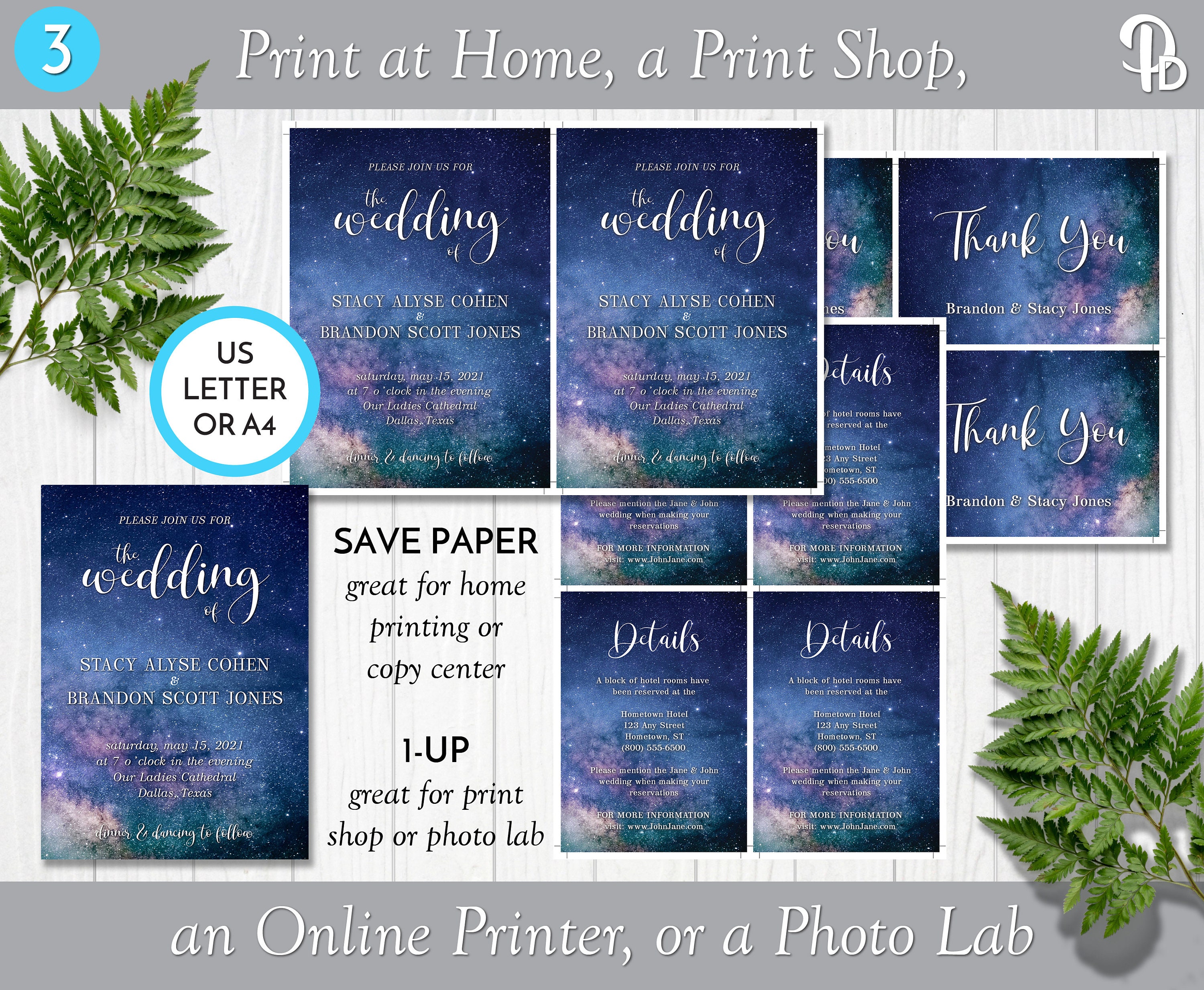 Celestial Night Wedding Invitation Suite Starry Night Wedding | Etsy