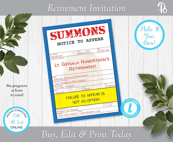 Police Chief Retirement Party Invitations