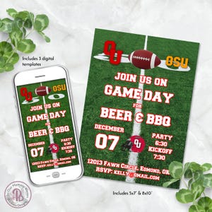 Editable Football Watch Party Flyer Printable Game Day Invitation ...