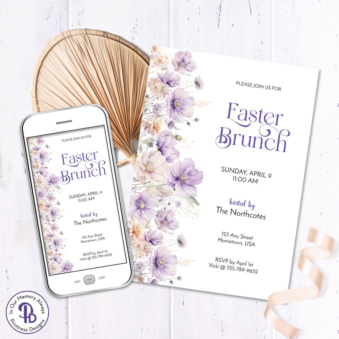Floral Easter Brunch Invitation Template, Church Invite, Spring Flyer ...