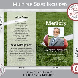 Football Fan Funeral Program Template, Obituary/order of Service ...