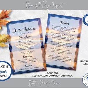 Enchanted Sunset Funeral Program, Obituary Template, Celebration of ...