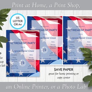 Military Patriotic Retirement Party Invitation, Retirement Celebration ...