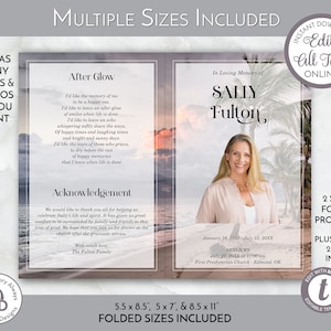 Tropical Beach Funeral Program Template, Obituary Program, Order of ...