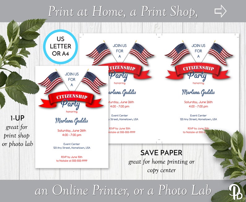 Citizenship Party Invitation, Citizenship Celebration, Naturalization ...