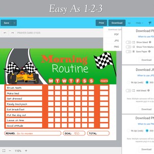Race Car Children's Daily Routine Charts, Morning Routine Chart ...
