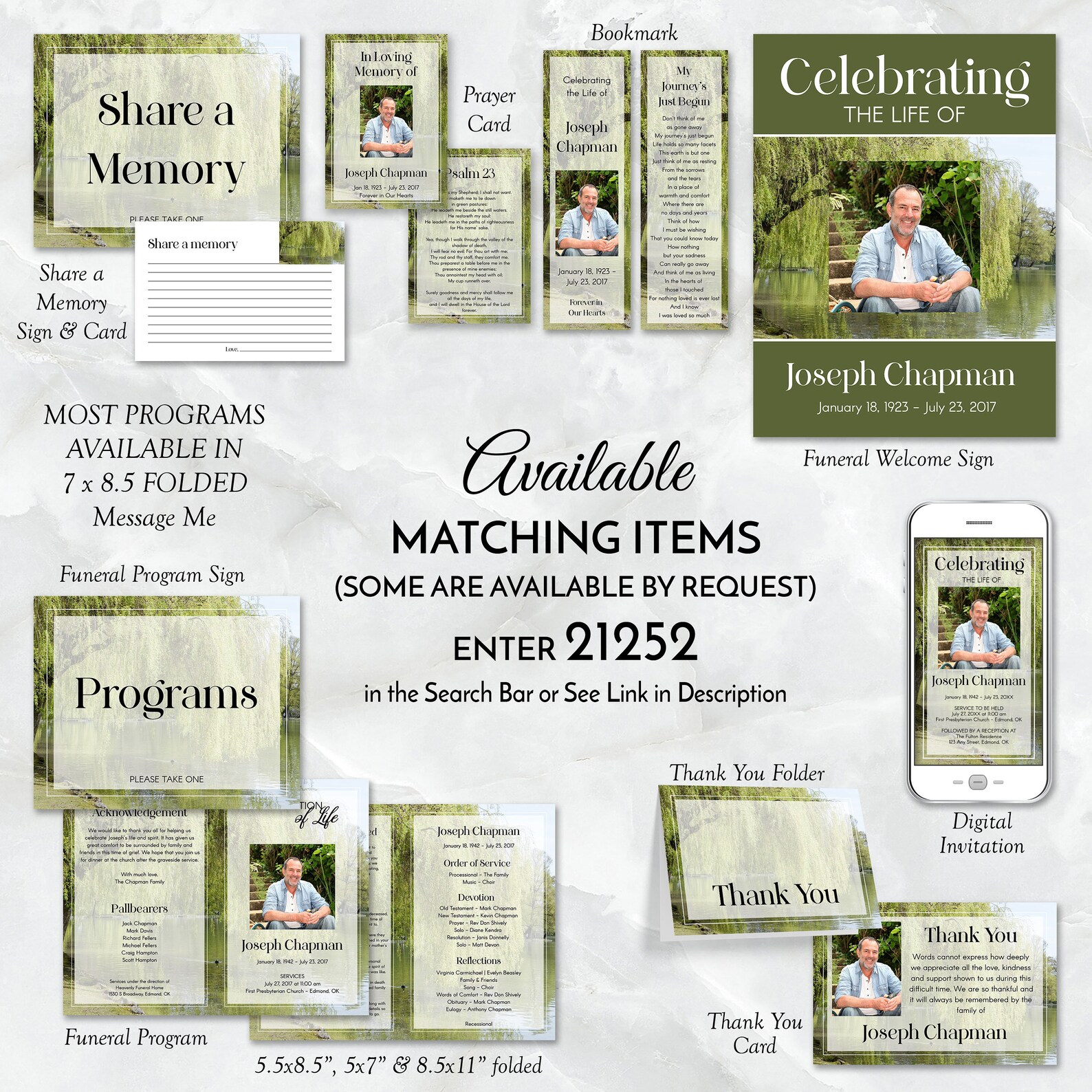 Weeping Willow Funeral Program Template, Obituary Program, Order of ...