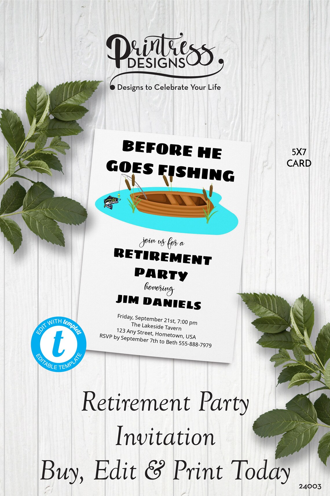 Gone Fishing Retirement Party Invitation Retirement - Etsy