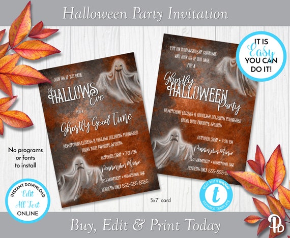 Ghostly Good Time Printable Halloween Costume Party | Etsy