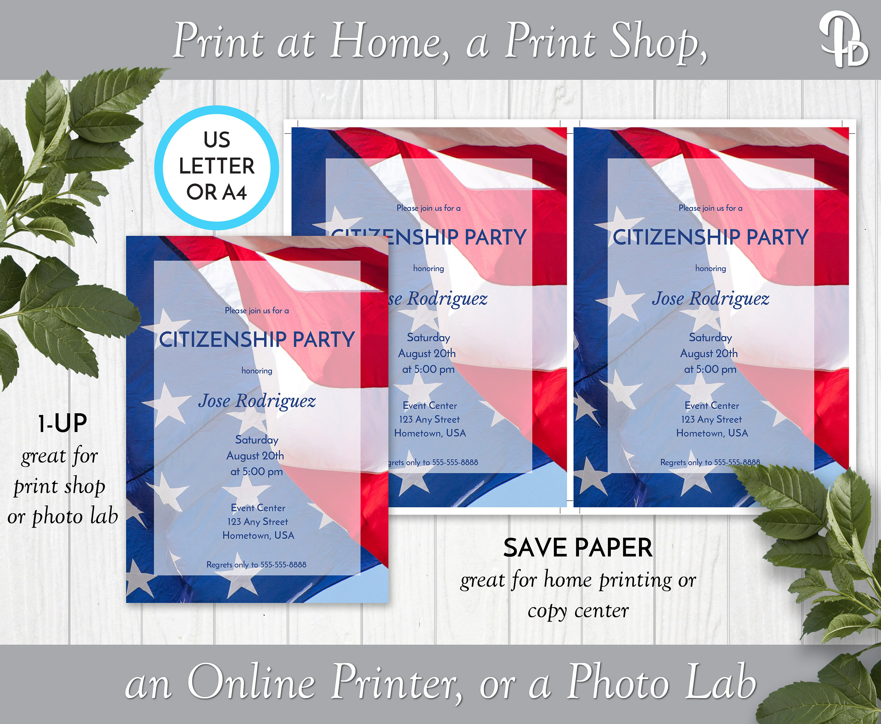 US Flag Citizenship Party Invitation Citizenship Celebration - Etsy ...