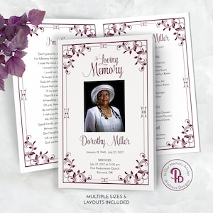 Modèle de programme d'obsèques classiquement élégant, nécrologie ...