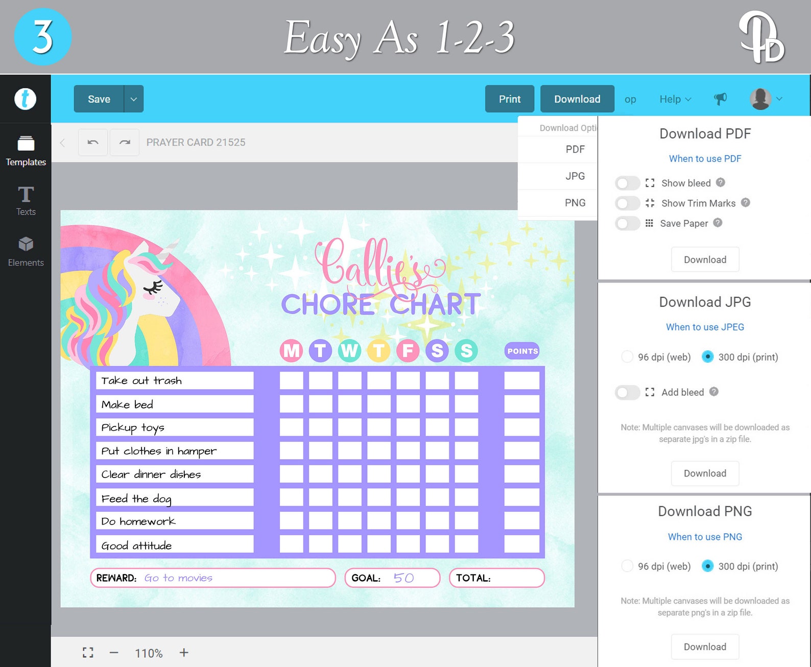 Pastel Unicorn Children's Chore Chart Editable Reward - Etsy