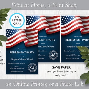 Military Retirement Party Invitation Includes Flyer Templates and ...