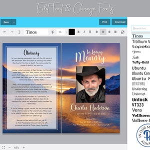 Enchanted Sunset Funeral Program, Obituary Template, Celebration of ...
