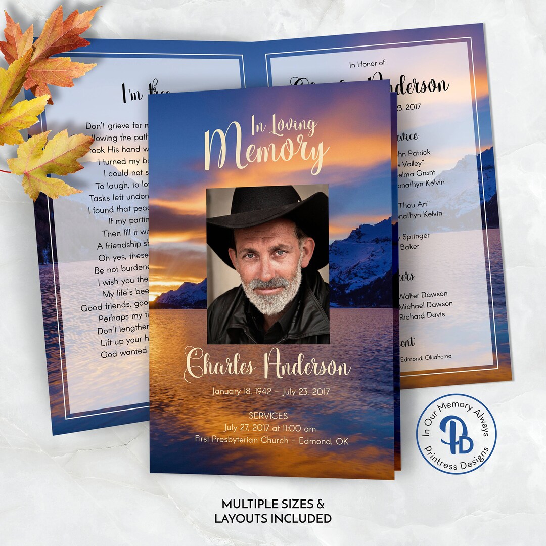 Enchanted Sunset Funeral Program, Obituary Template, Celebration of ...