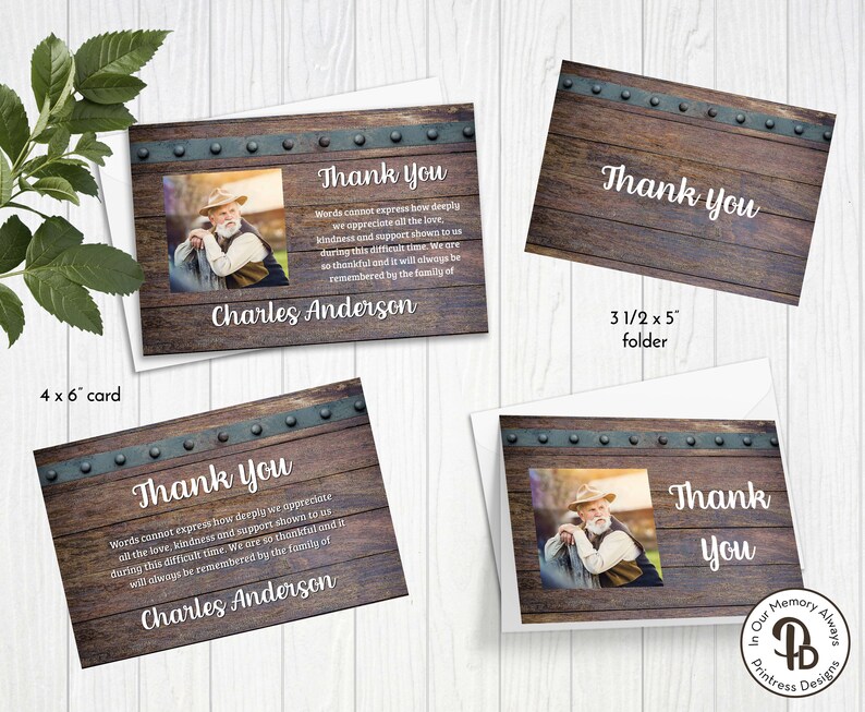 Rustic Wood Funeral Thank You Cards Memorial Favor - Etsy