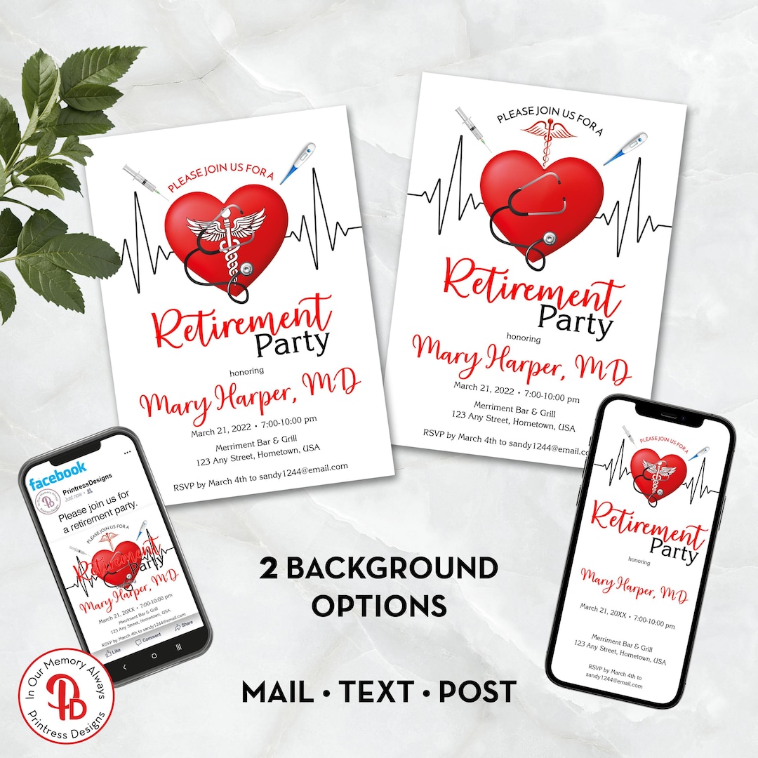 Doctor Retirement Party Invitation, Medical Retirement Celebration ...