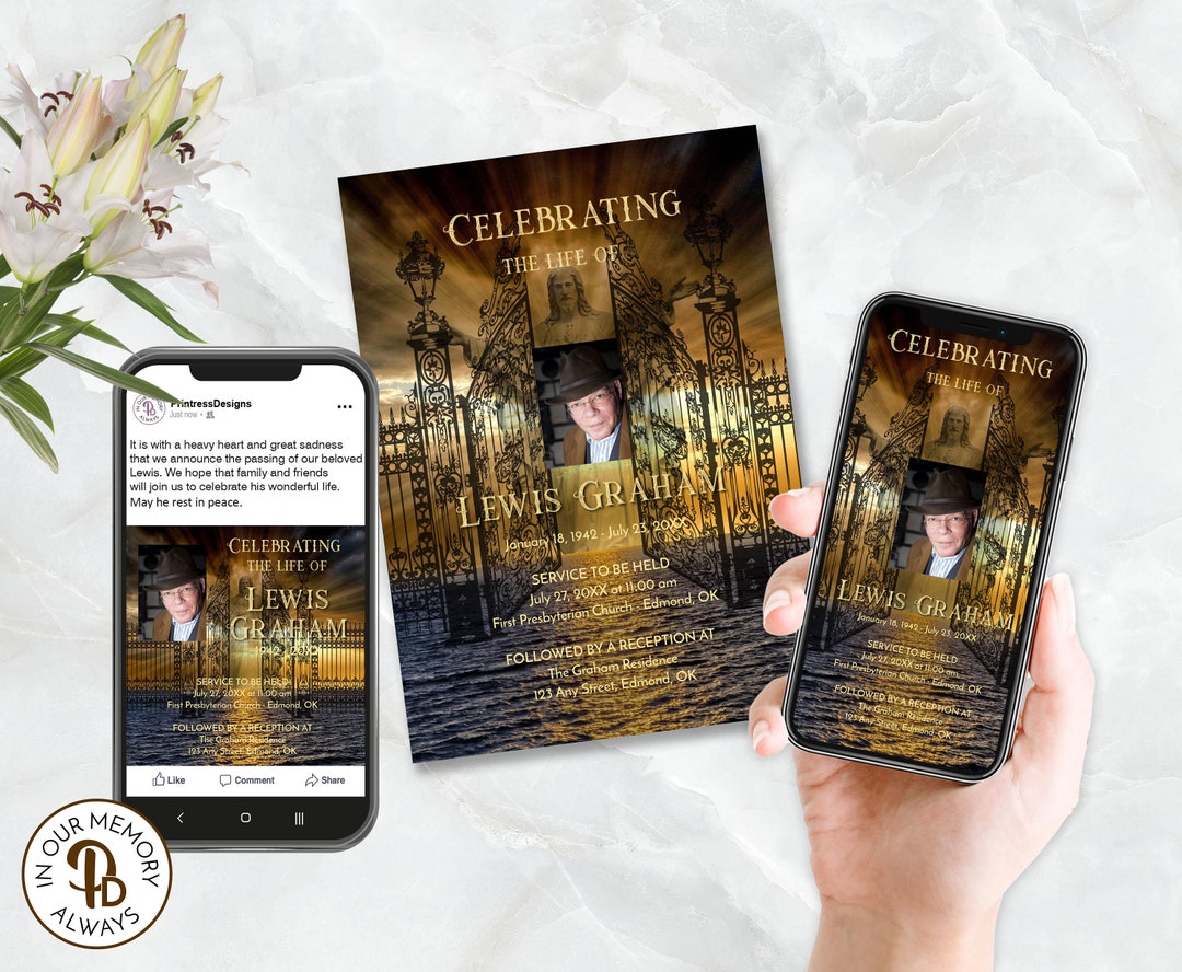 Gateway to Heaven Digital Funeral Invitation, Electronic Funeral ...