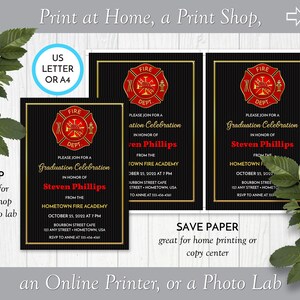 Firefighter Graduation Invitation Template, Graduation Announcement ...