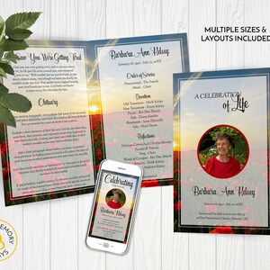 Sunrise Over Red Poppy Field Funeral Program Obituary/order - Etsy