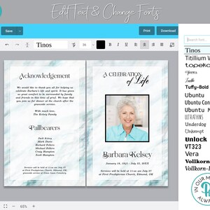 Teal Marble Funeral Program Template, Obituary-order of Service ...