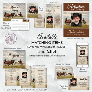 Western Horse Funeral Program Template, Printable Cowboy Memorial ...