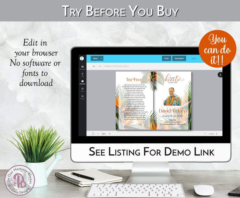 Bird of Paradise Funeral Program Bundle, Obituary Template, Celebration ...