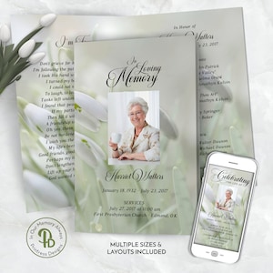 Early Spring Blooms Funeral Program, Obituary Template, Celebration of ...