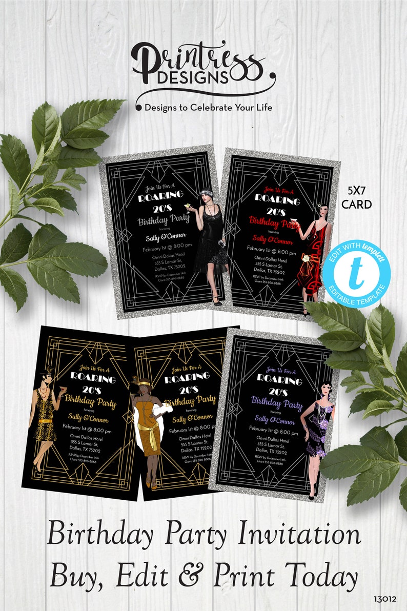 Roaring 20s Flapper Birthday Party Invitation Includes 5 - Etsy