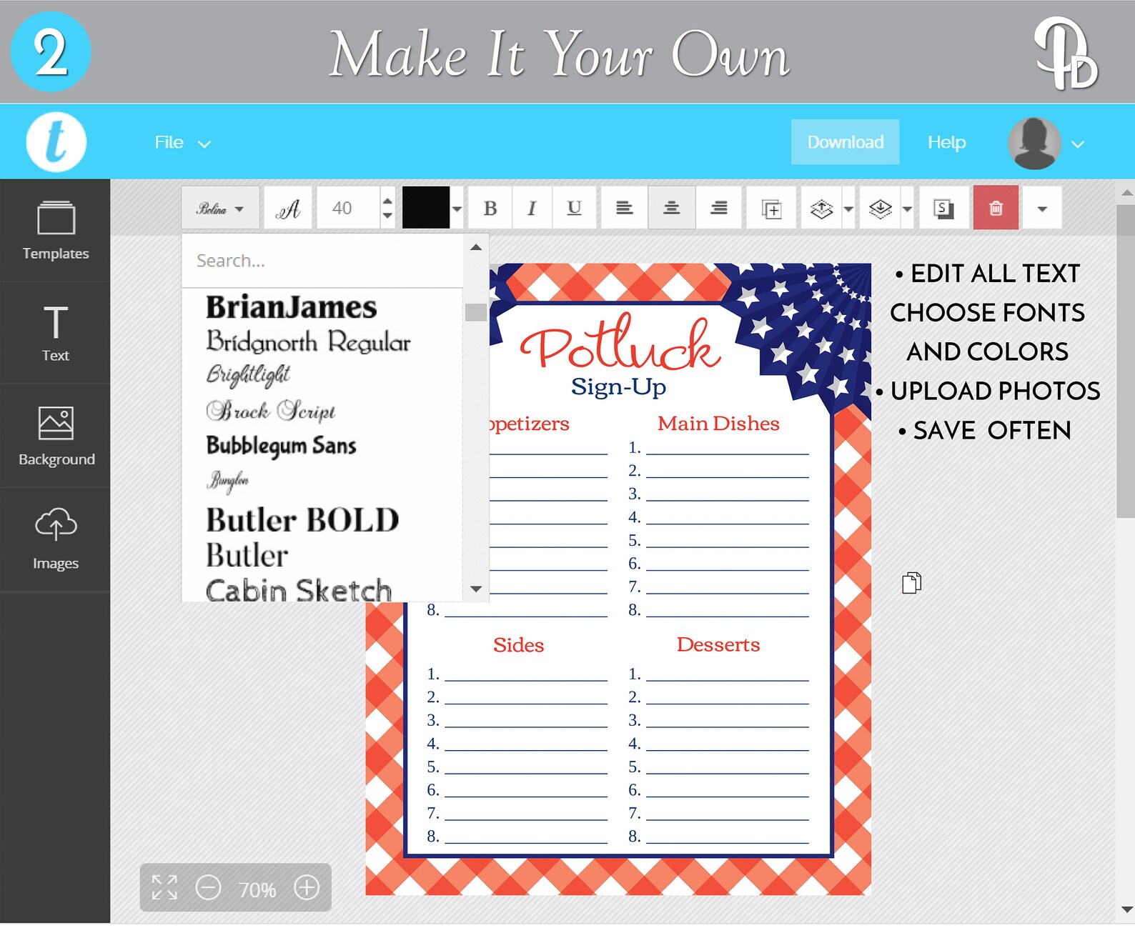 July 4th BBQ Potluck Sign up Sheet Potluck Invite ZHLPLS Etsy