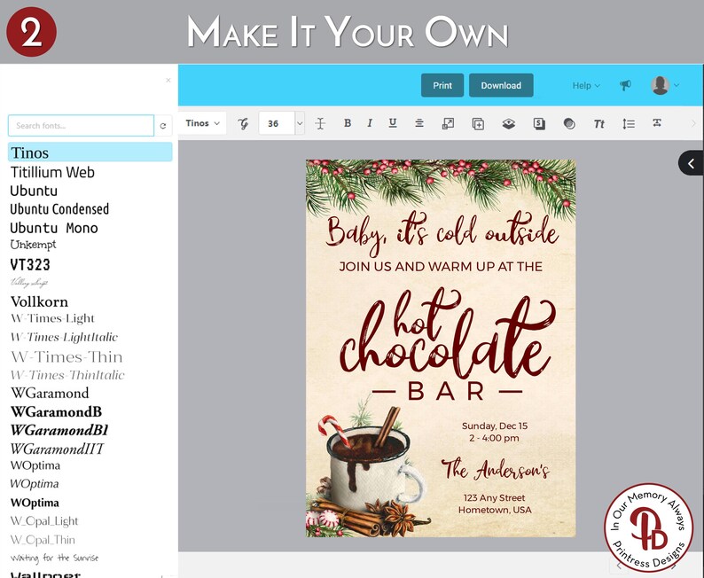 Editable Hot Chocolate Bar Party Invitation, Custom Hot Cocoa Holiday ...
