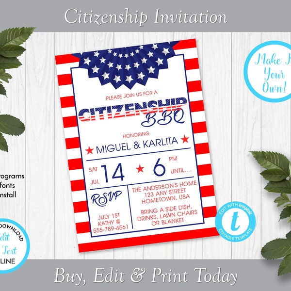 Citizenship Party Invitation - Etsy