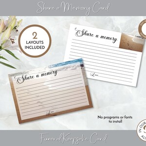 Footprints in the Sand Share a Memory Card and Sign, Memorial Favor ...