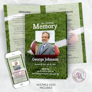 Football Fan Funeral Program Template, Obituary/order of Service ...