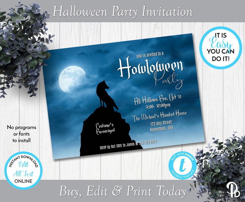 Editable Howloween Printable Costume Halloween Party | Etsy