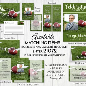 Football Fan Funeral Program Template Obituary/order of - Etsy