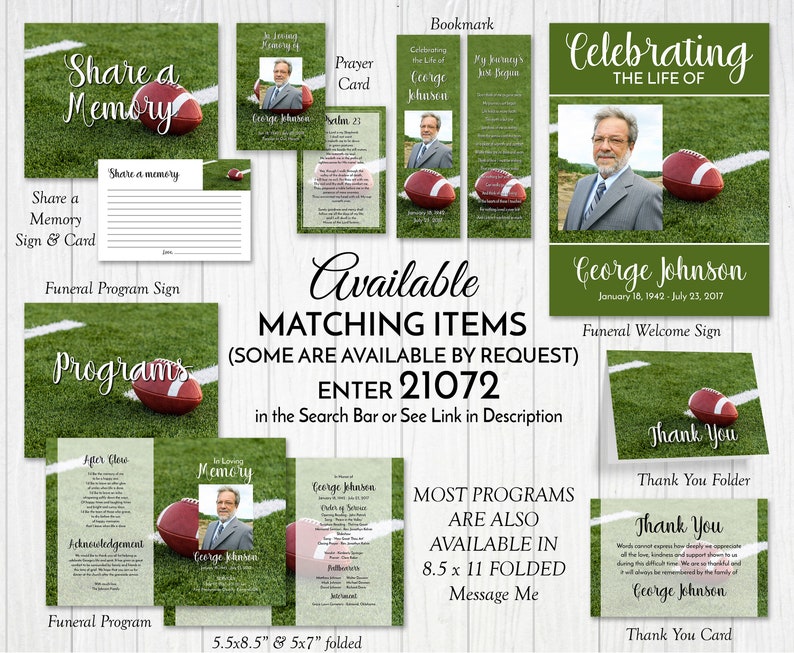 Football Fan Funeral Program Template Obituary/order of - Etsy