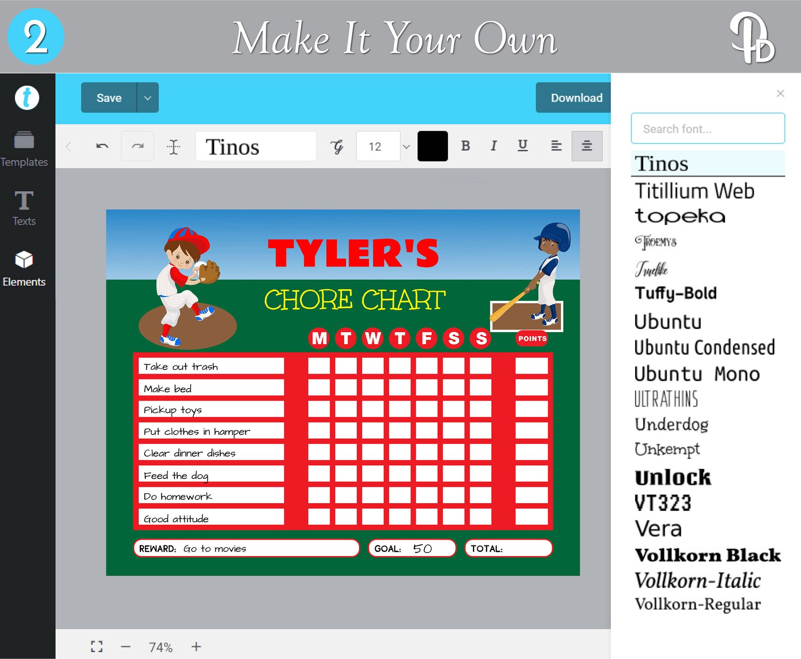 Baseball Children's Chore Chart Editable Reward Chart - Etsy