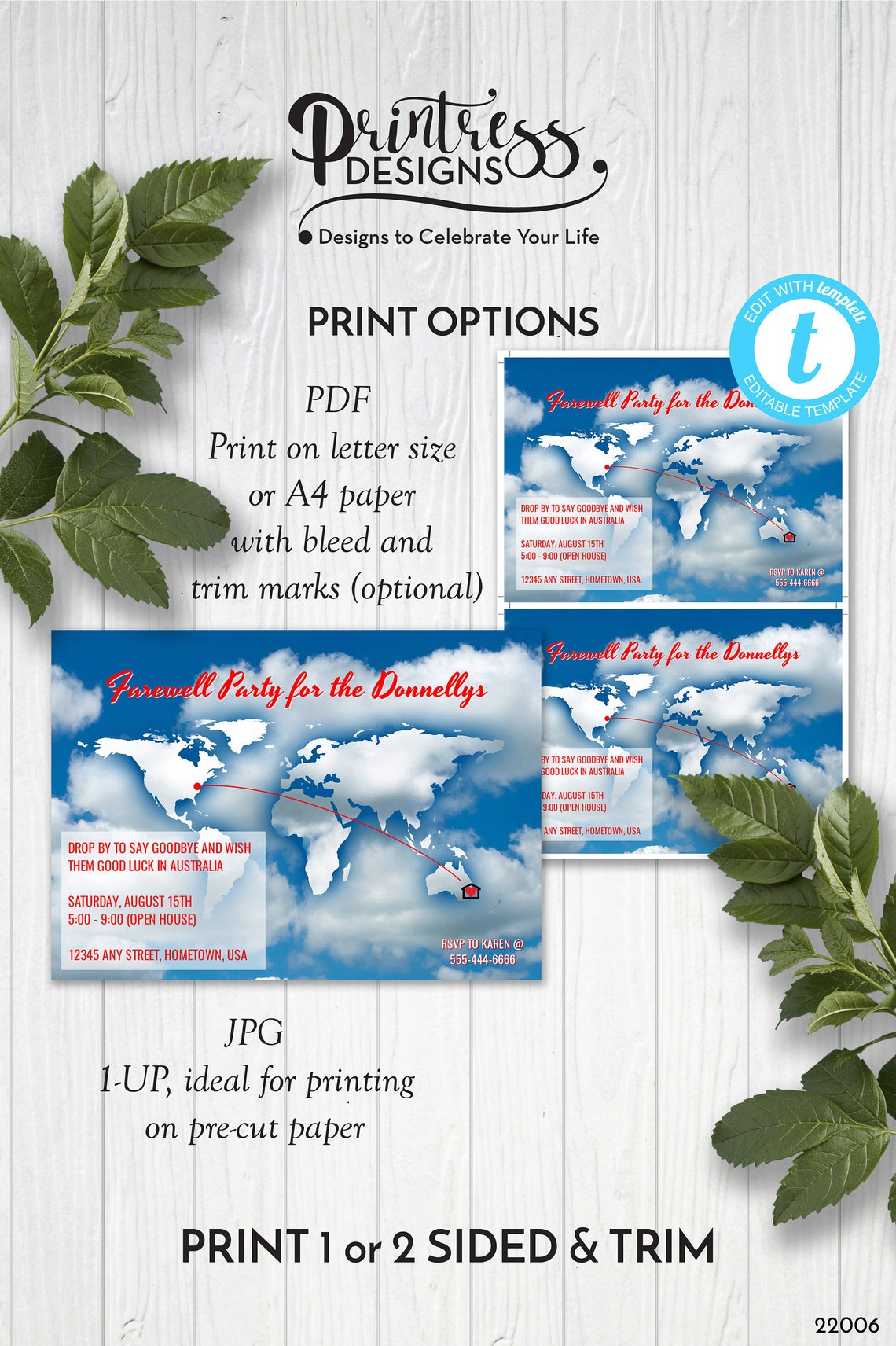 World Map Farwell Party Invitation Moving Party Invitation | Etsy